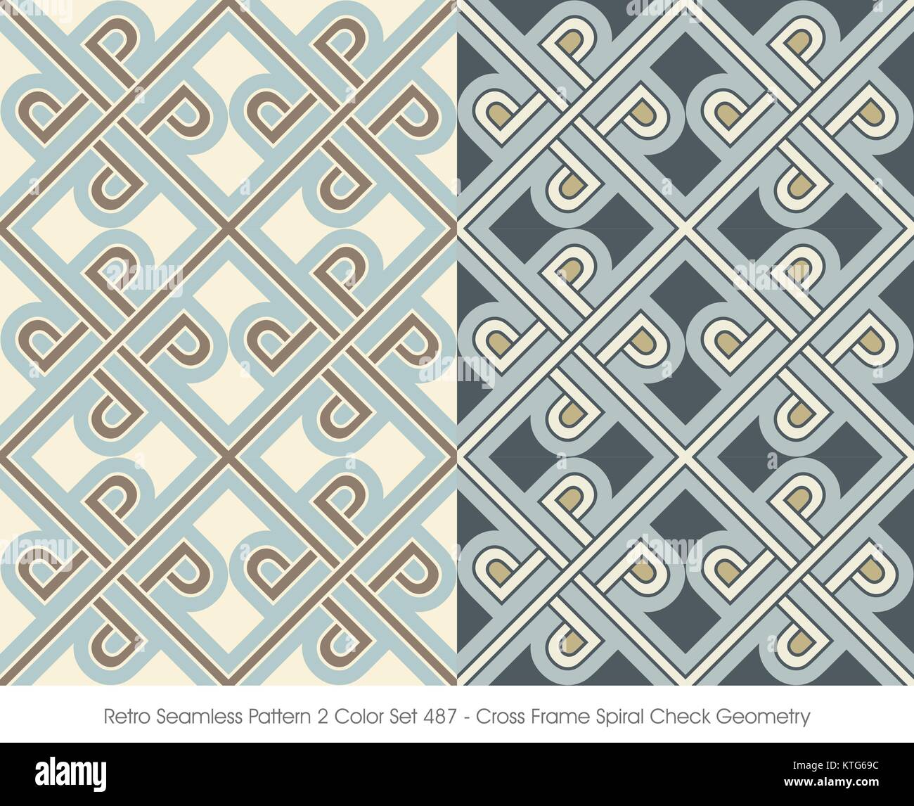 Retro Seamless Pattern Cross Frame Spiral Check Geometry Stock Vector ...