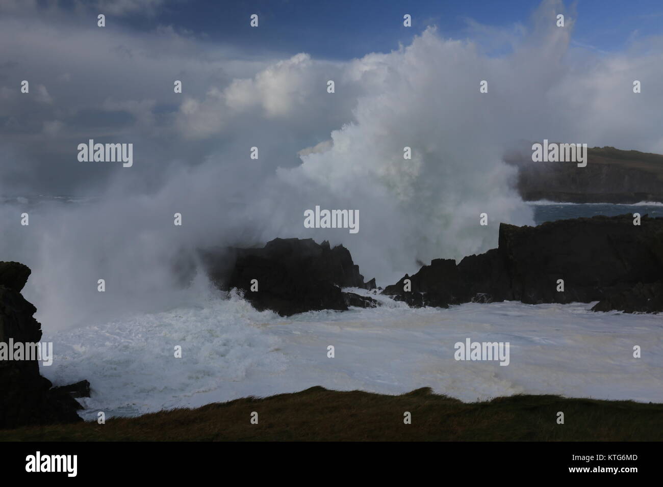 Large waves smashing against the shoreline in Ireland Stock Photo - Alamy