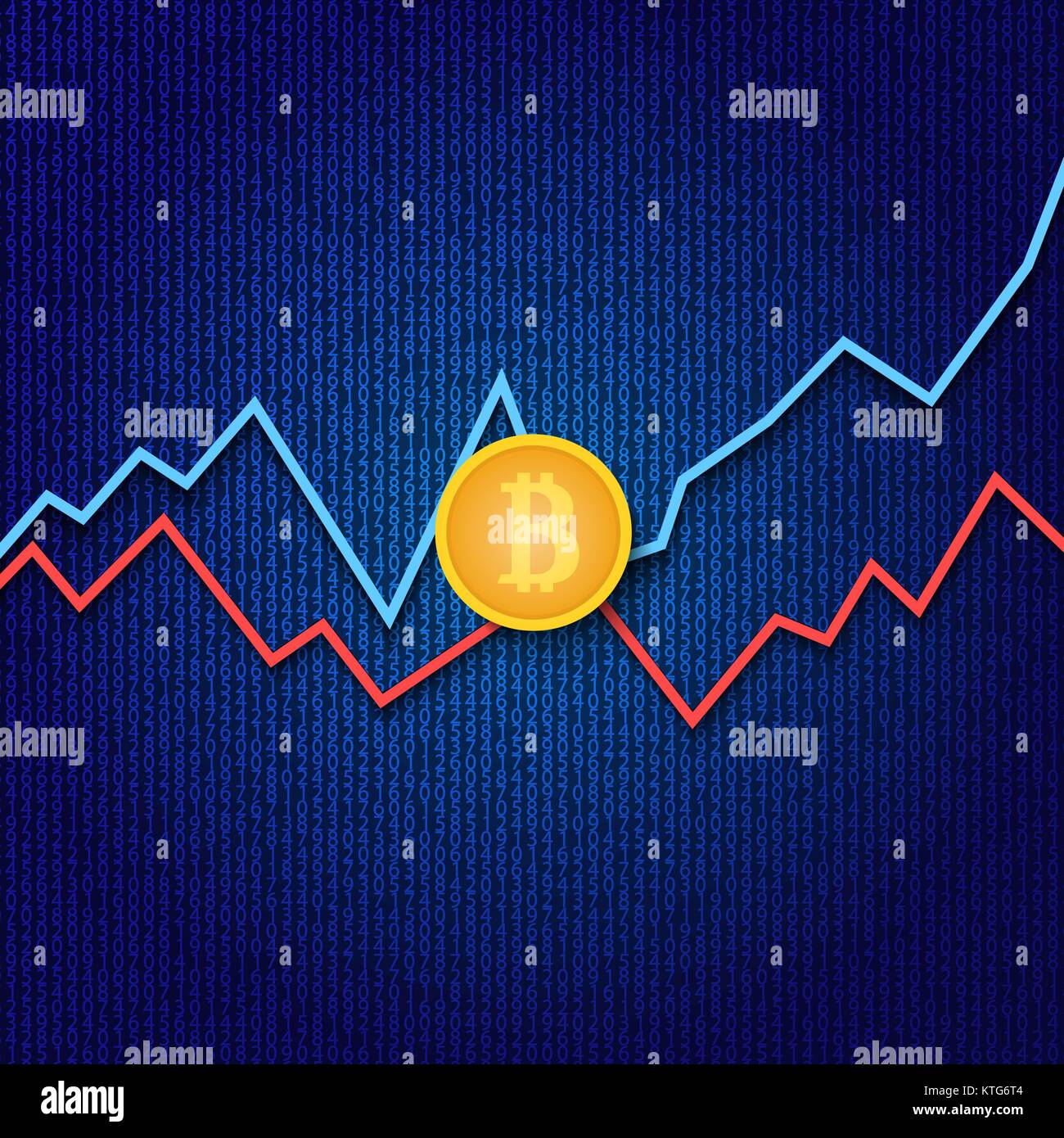 Bitcoin and profit growth graphs on a digital background. Vector ...
