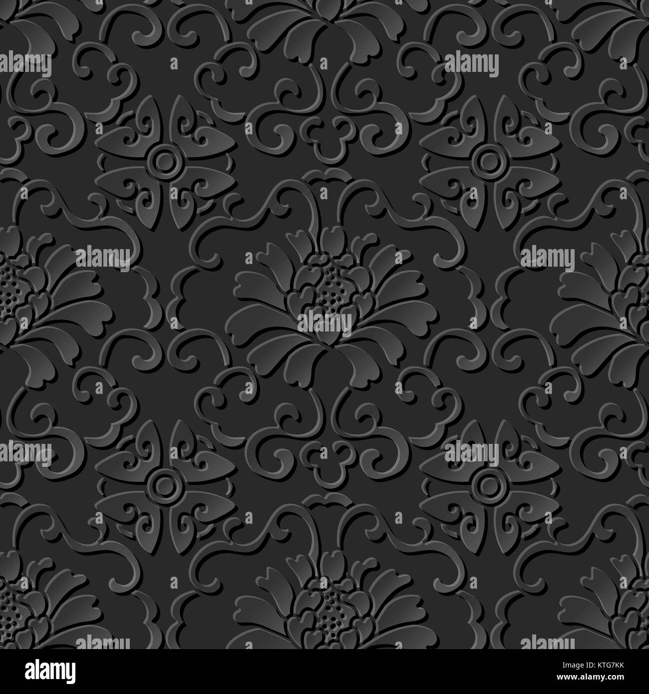 3D paper art pattern botanic spiral vine flower Stock Vector Image ...