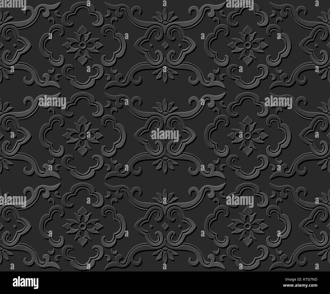 3D paper art pattern botanic curve frame flower Stock Vector Image ...