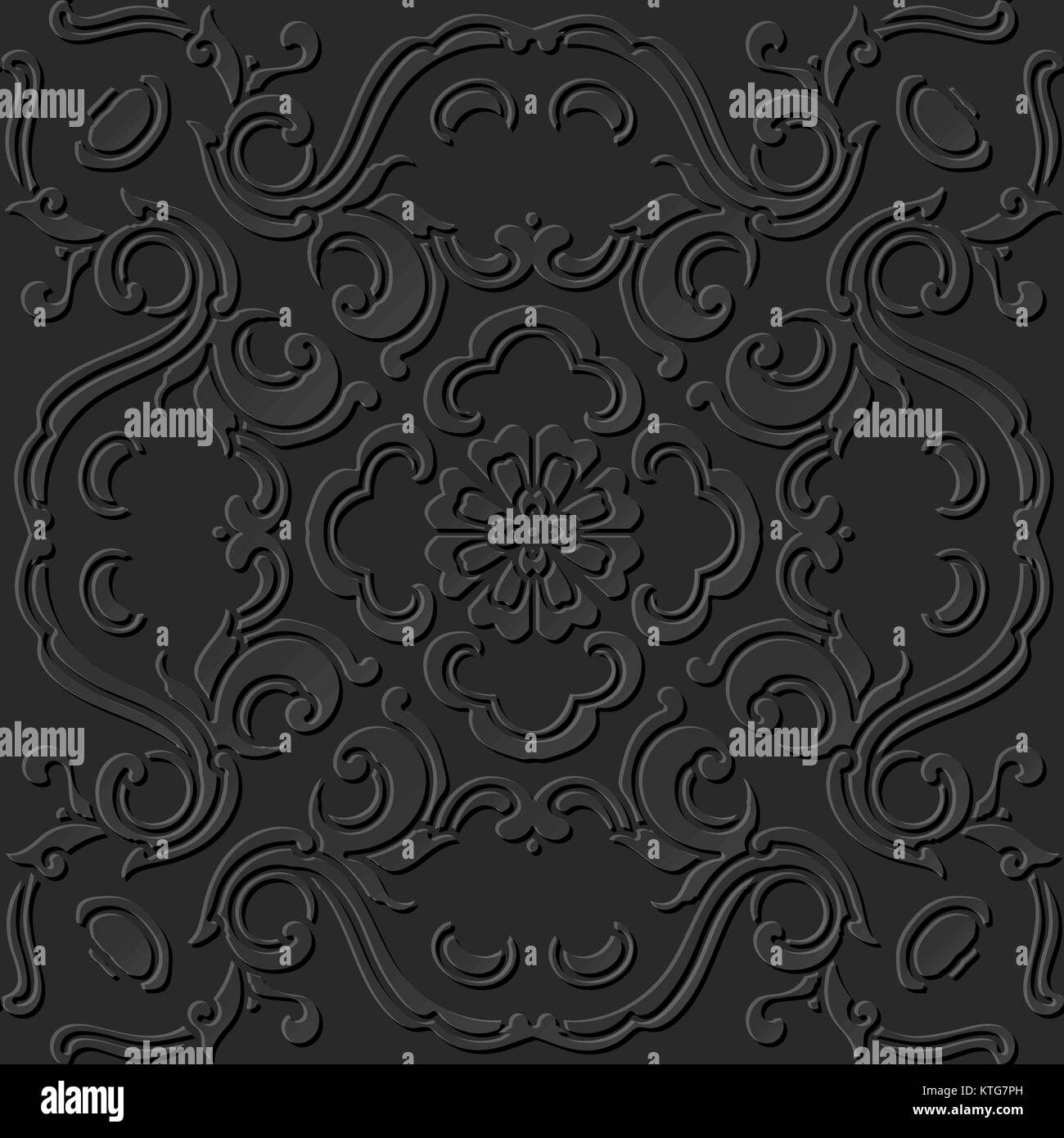 3D paper art pattern curve round spiral flower Stock Vector Image & Art ...