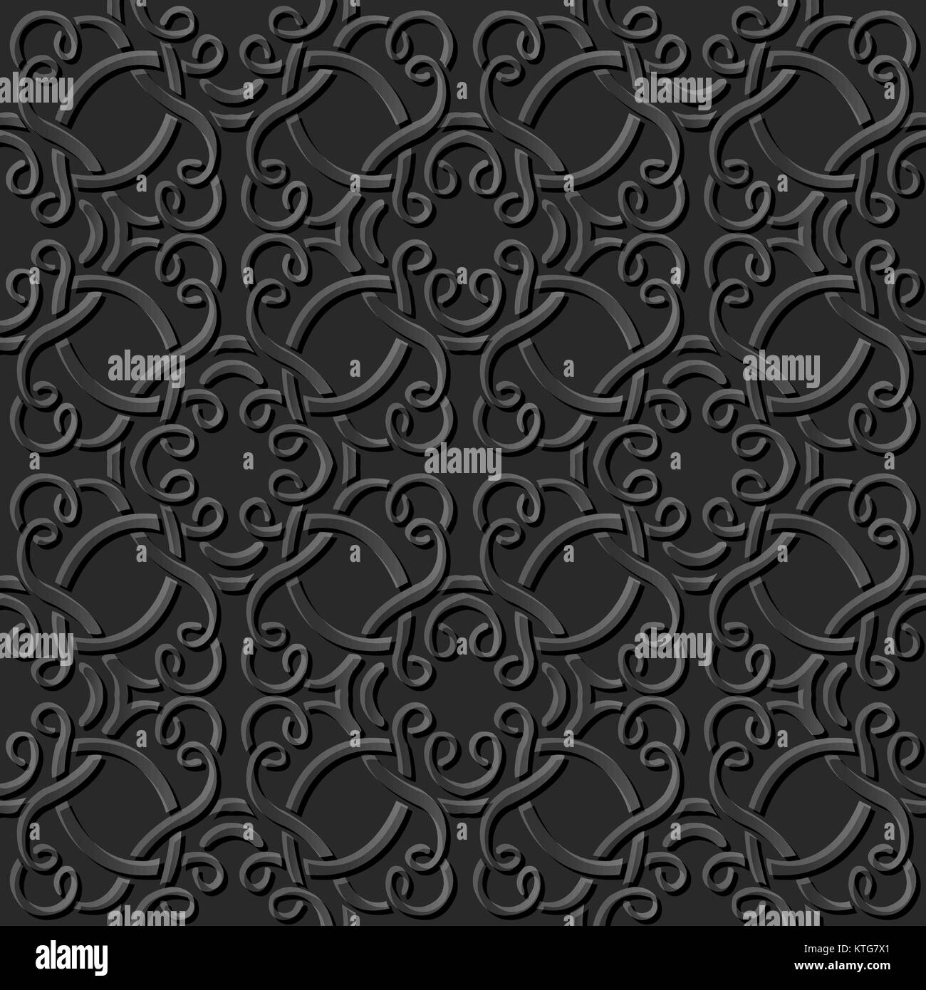 Seamless 3D dark paper cut art curve spiral cross frame line Stock ...