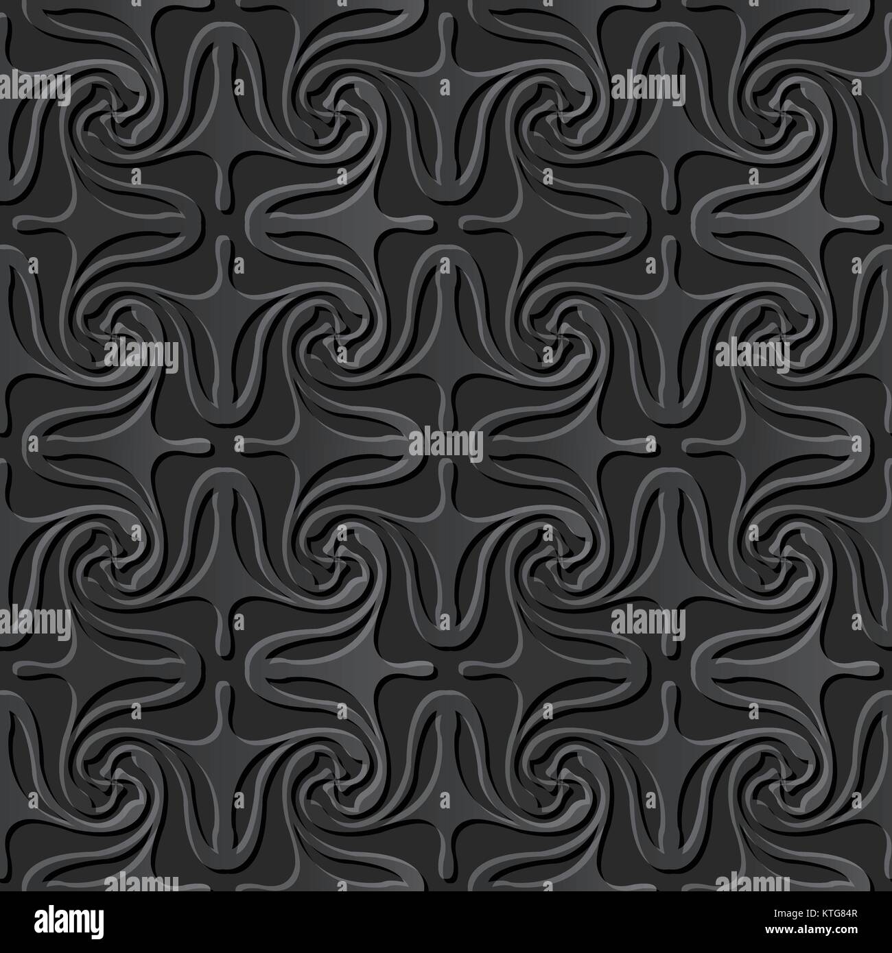 Seamless 3D elegant dark paper art Spiral Cross Geometry Stock Vector ...