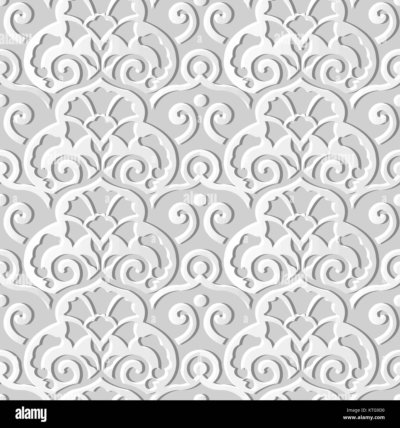 3D paper art oriental spiral curve flower leaf Stock Vector Image & Art ...