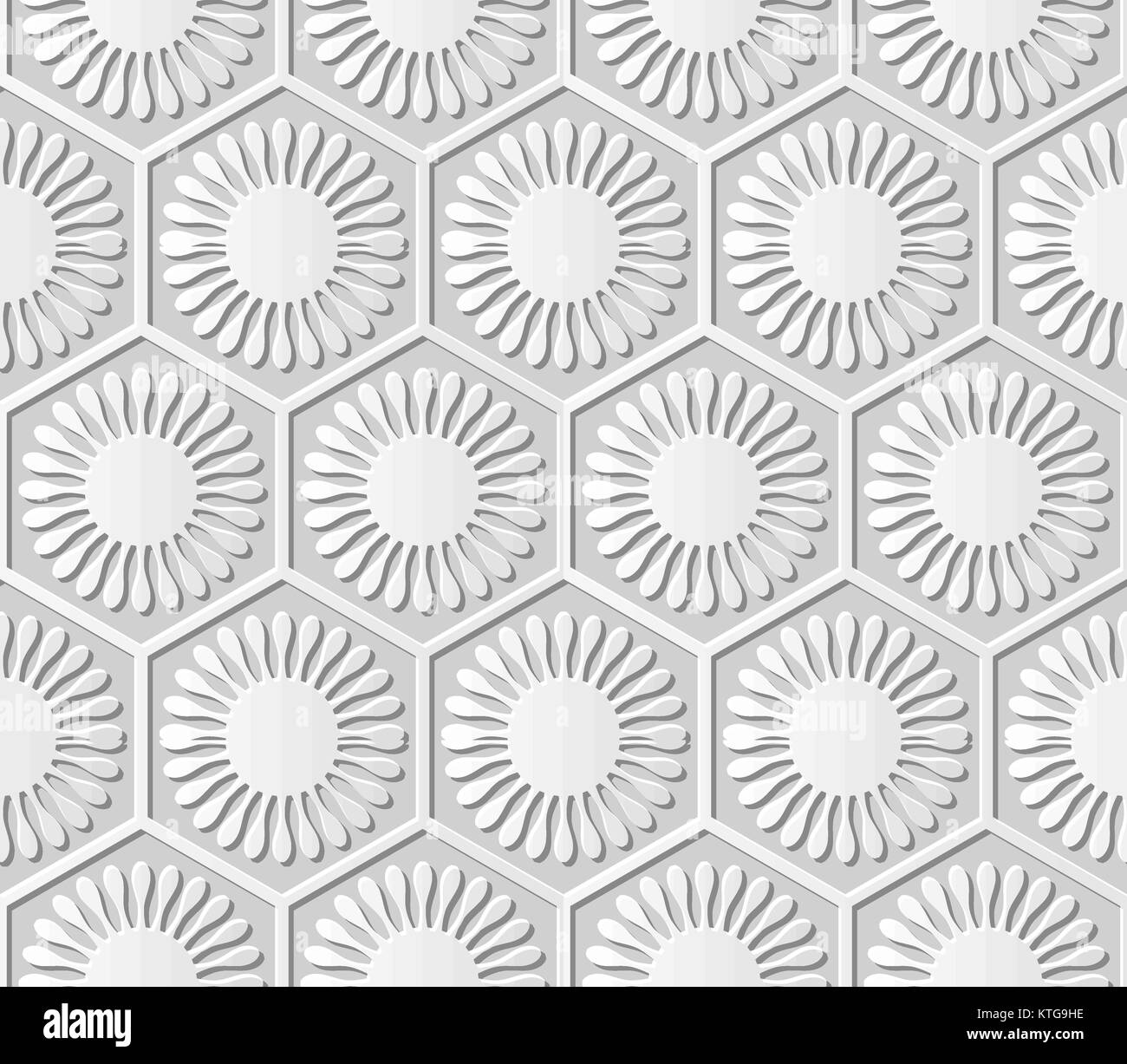 3D paper art polygon round flower geometry cell frame Stock Vector ...