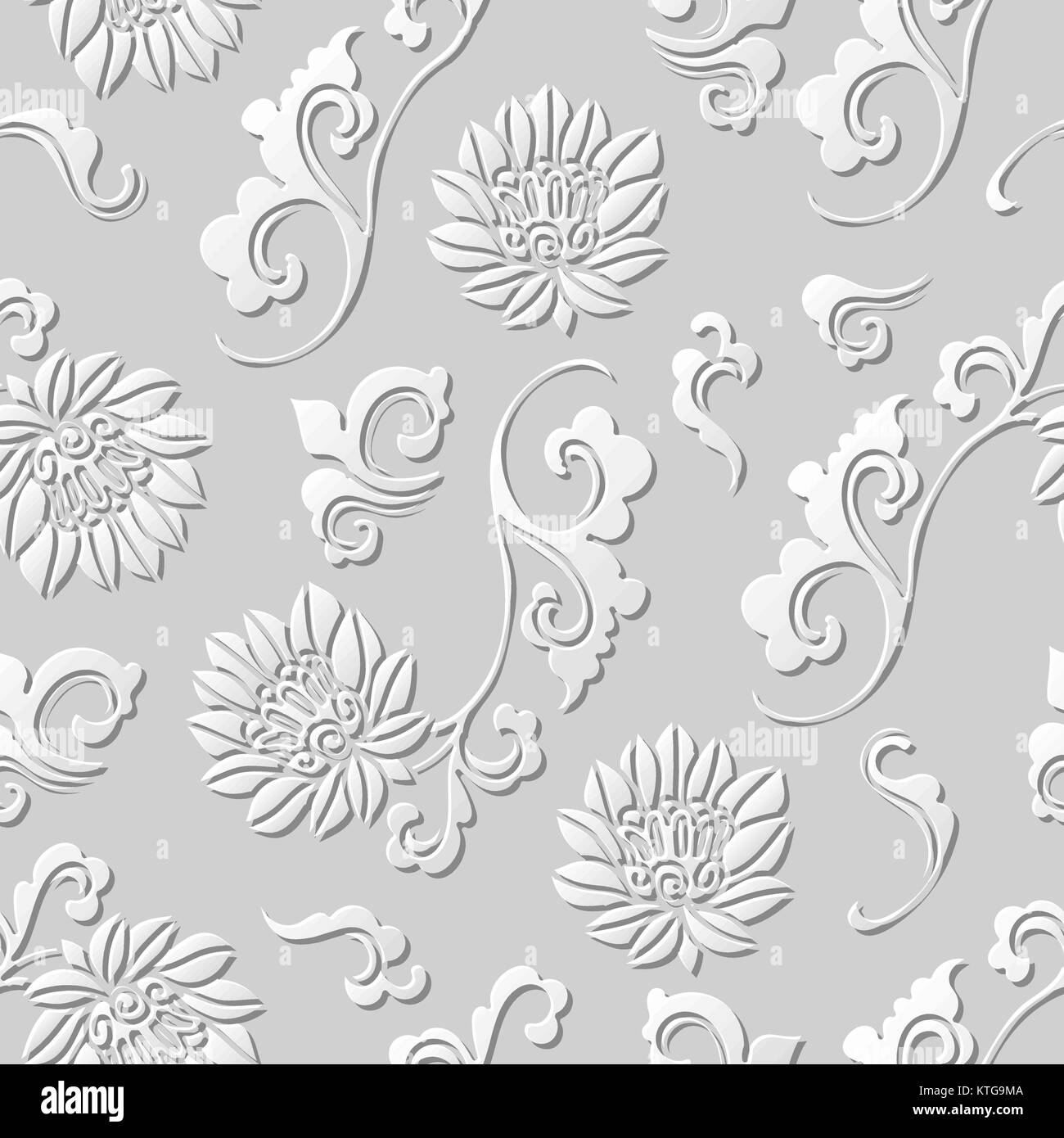 3D paper art pattern curve spiral botanic flower Stock Vector Image ...