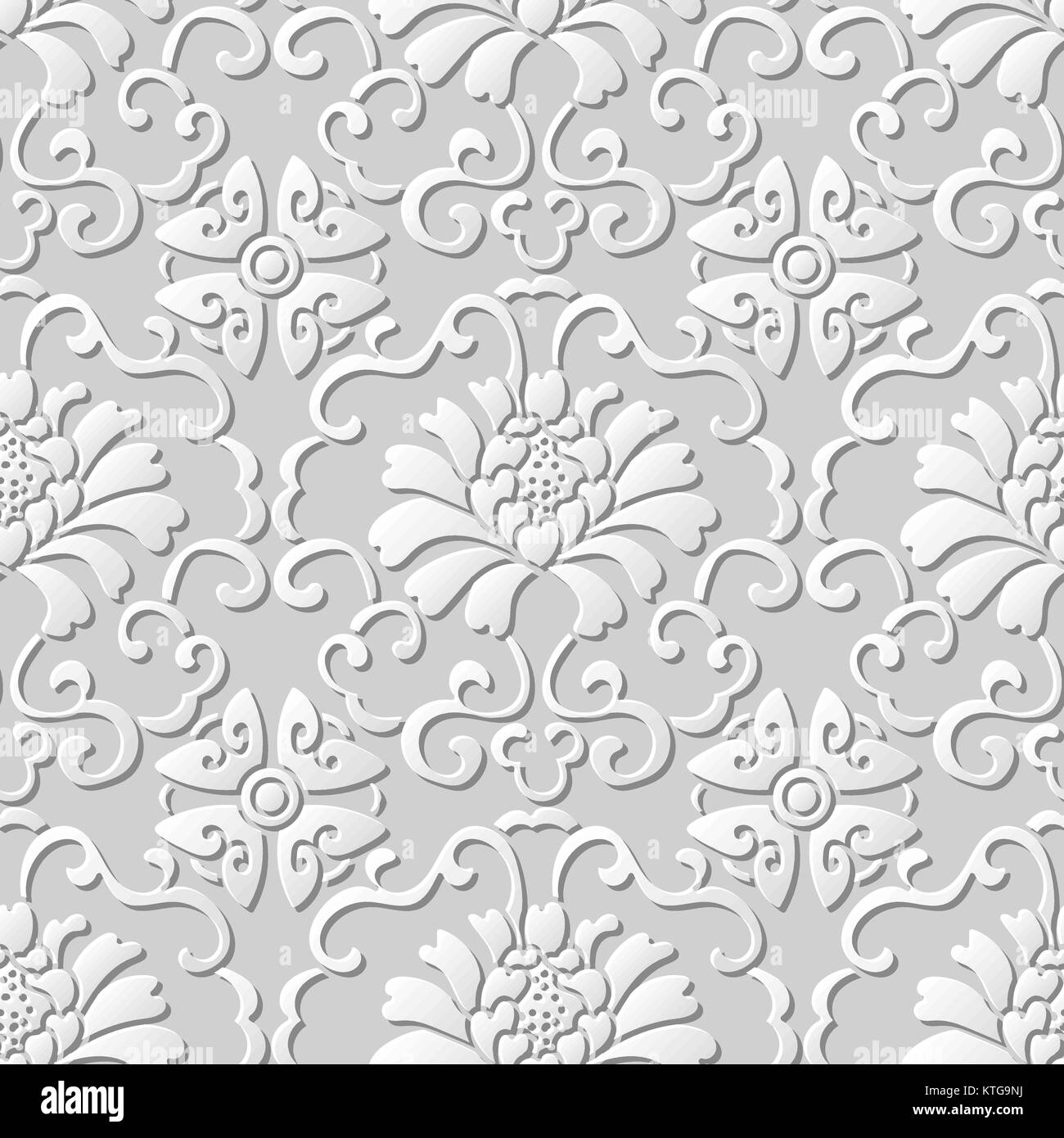 3D paper art pattern botanic spiral vine flower Stock Vector Image ...