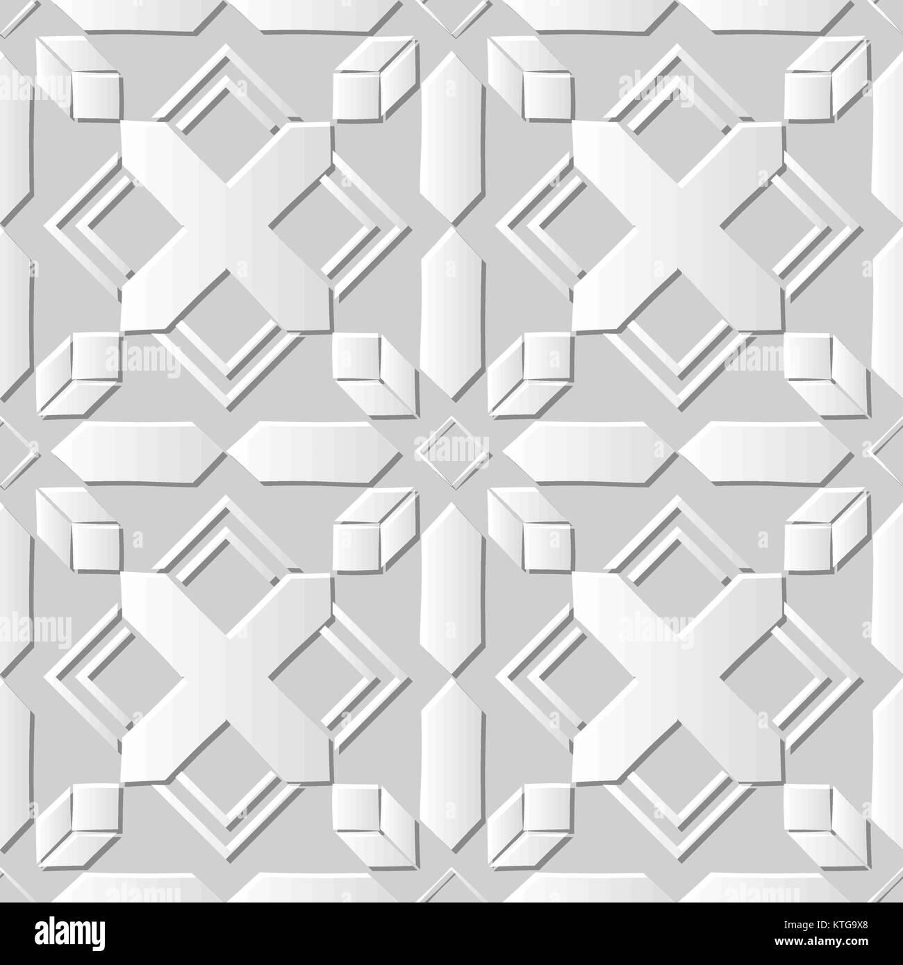 Seamless 3D white paper cut art background crystal cross geometry ...