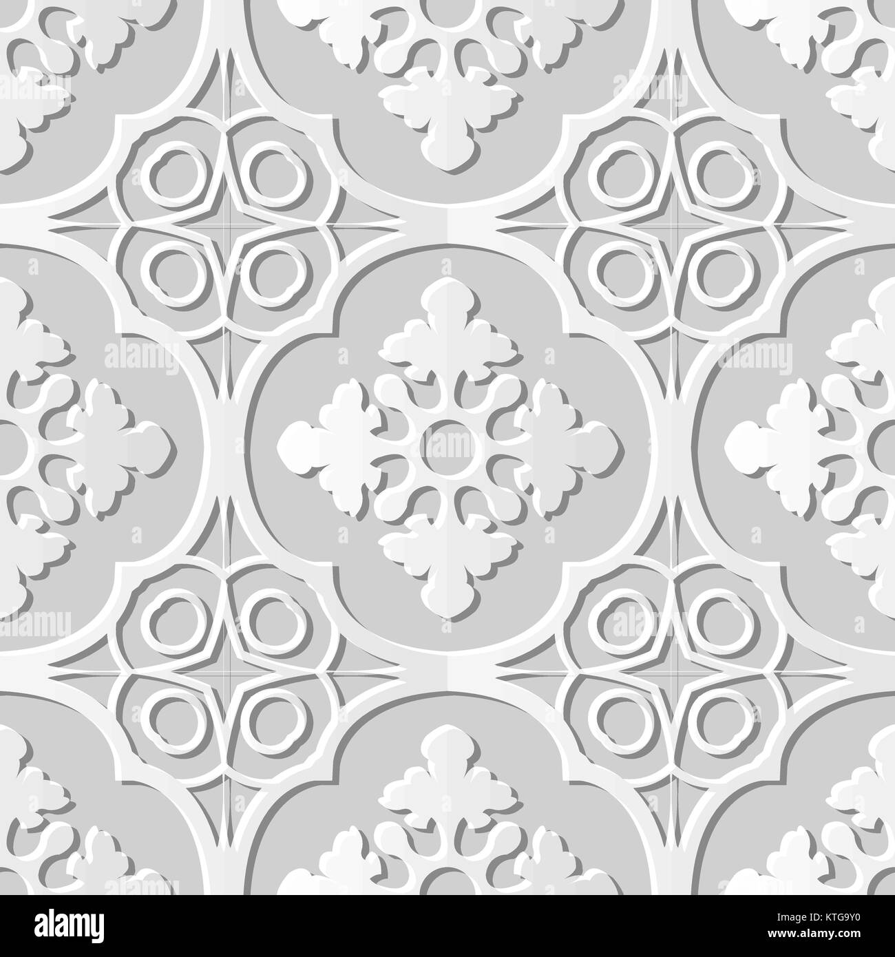 Seamless 3D white paper cut art curve round cross kaleidoscope Stock ...
