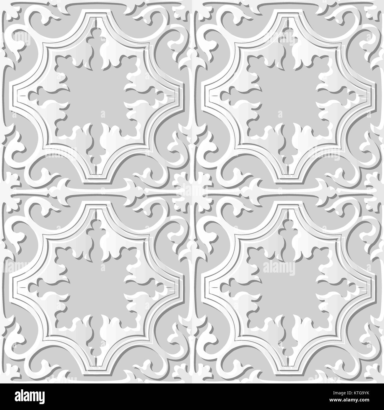 Seamless 3D white paper cut art curve spiral cross kaleidoscope Stock ...