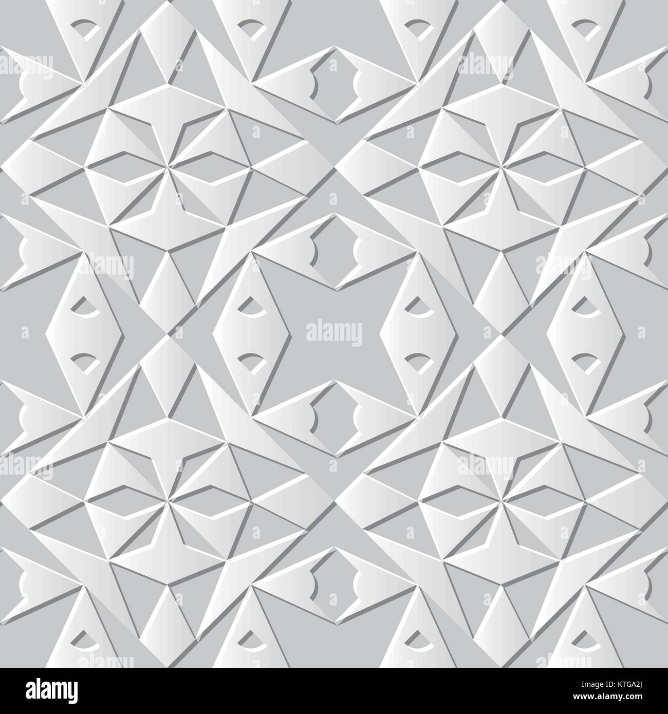 Vector damask seamless 3D paper art Polygon Cross Geometry Stock Vector ...