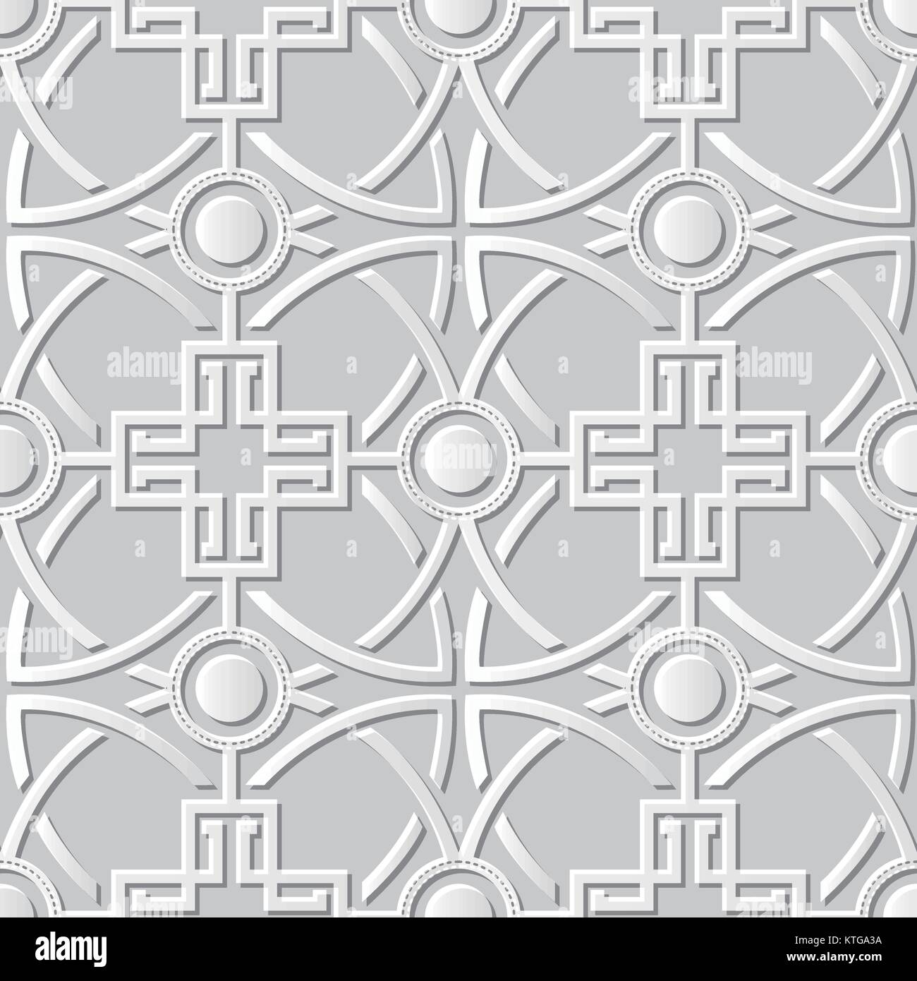 Vector damask seamless 3D paper art Round Cross Curve Stock Vector Image & Art - Alamy