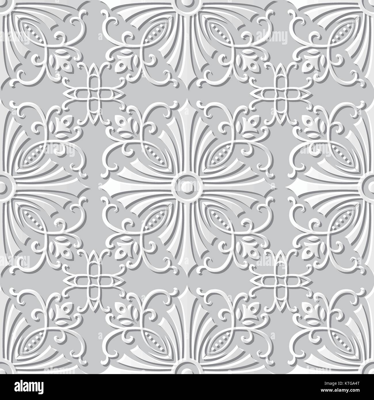 Vector damask seamless 3D paper art Cross Spiral Vine Stock Vector Image & Art - Alamy