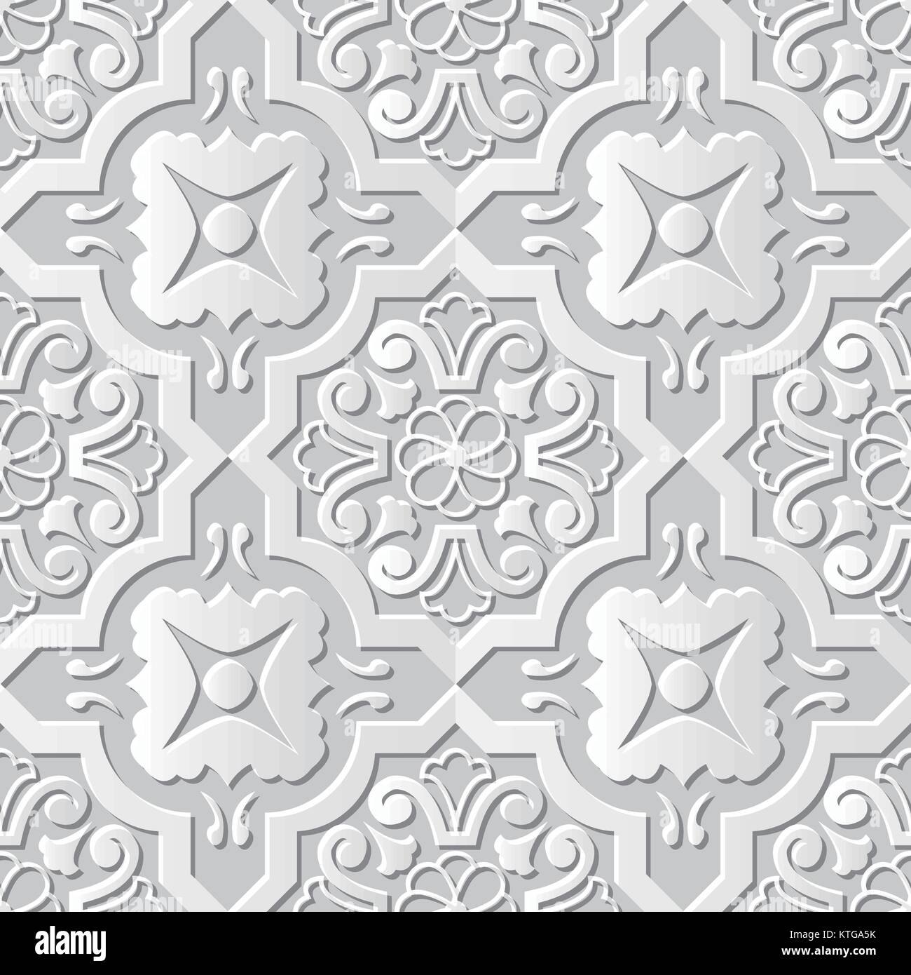 Vector damask seamless 3D paper art Spiral Round Cross Stock Vector Image & Art - Alamy