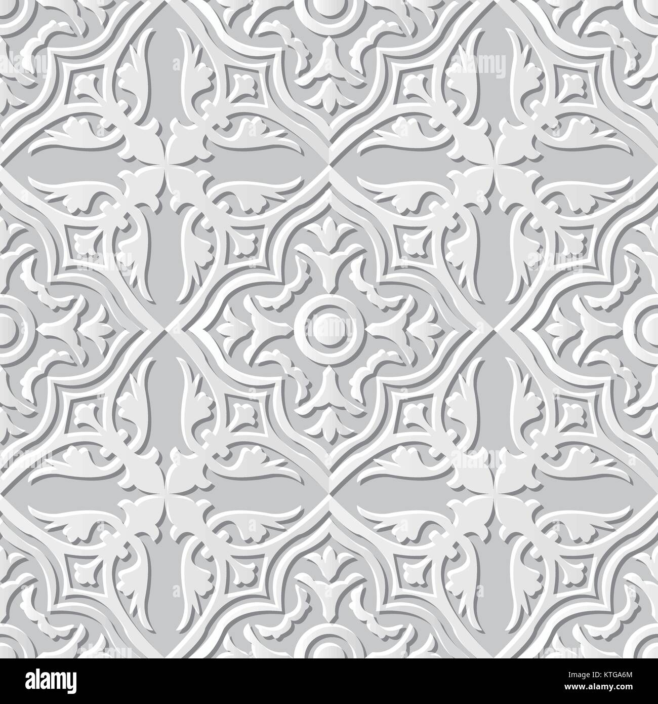 Vector damask seamless 3D paper art Curve Cross Round Stock Vector Image & Art - Alamy