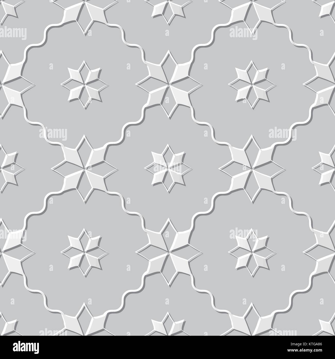Vector damask seamless 3D paper art Star Cross Wave Line Stock Vector Image & Art - Alamy