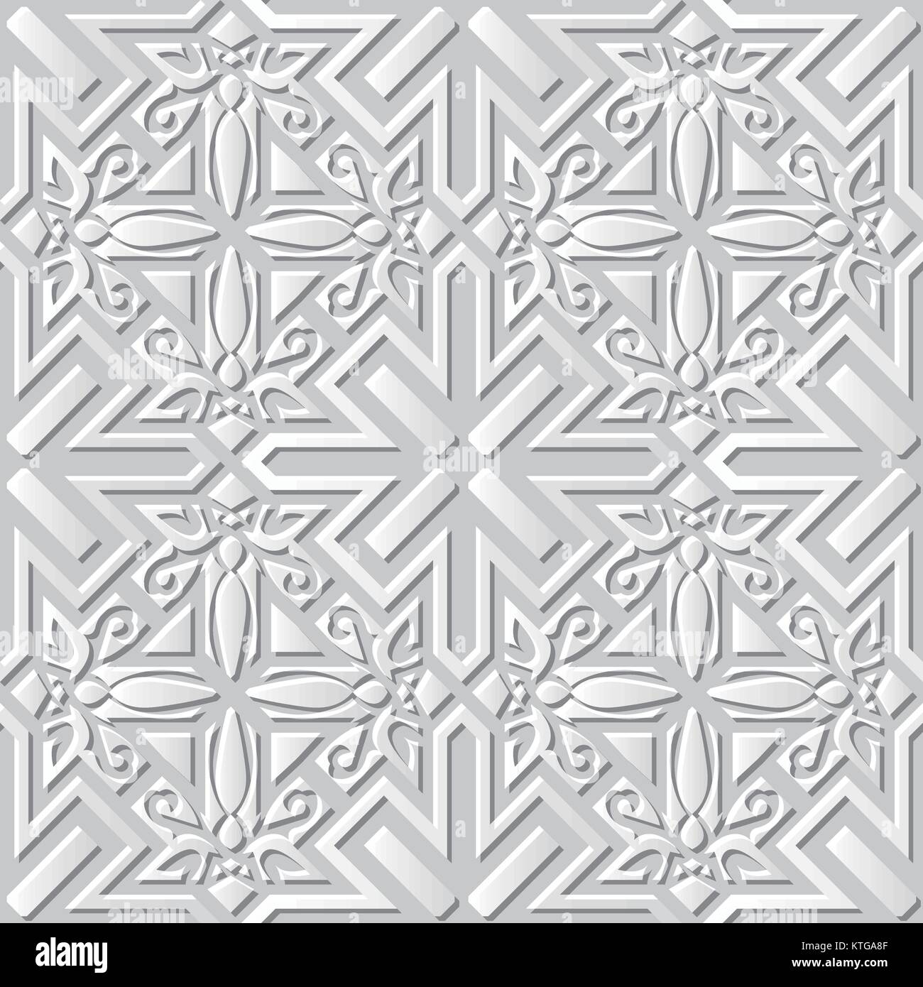 Vector damask seamless 3D paper art Cross Spiral Geometry Stock Vector Image & Art - Alamy