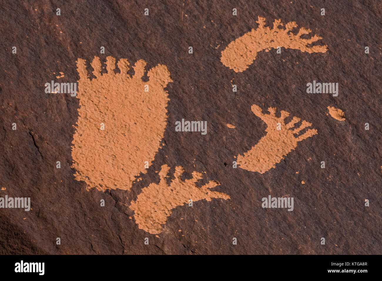 Human tracks petroglyphs made by Ute People at Newspaper Rock near ...