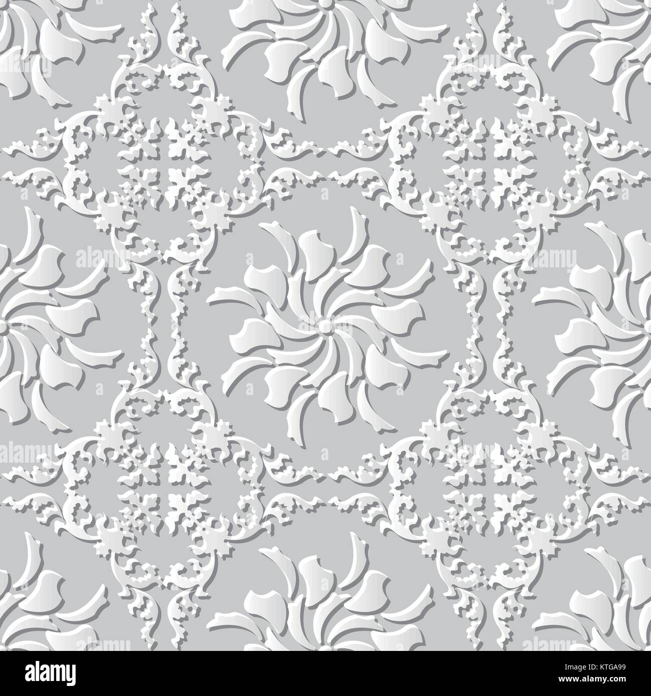 Vector damask seamless 3D paper art Cross Spiral Geometry Stock Vector Image & Art - Alamy