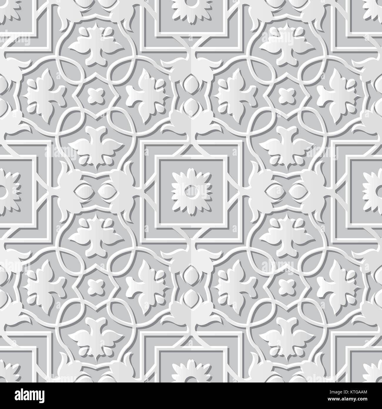 Vector damask seamless 3D paper art Square Cross Flower Stock Vector Image & Art - Alamy