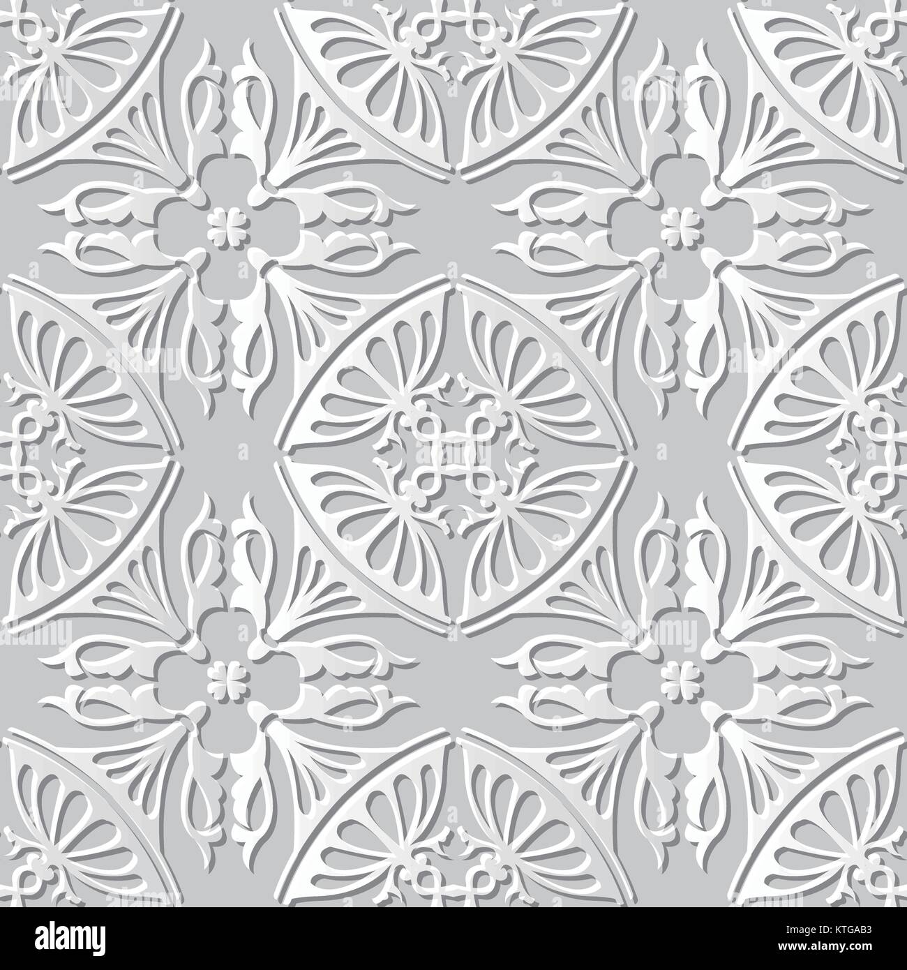 Vector damask seamless 3D paper art Curve Cross Kaleidoscope Stock ...