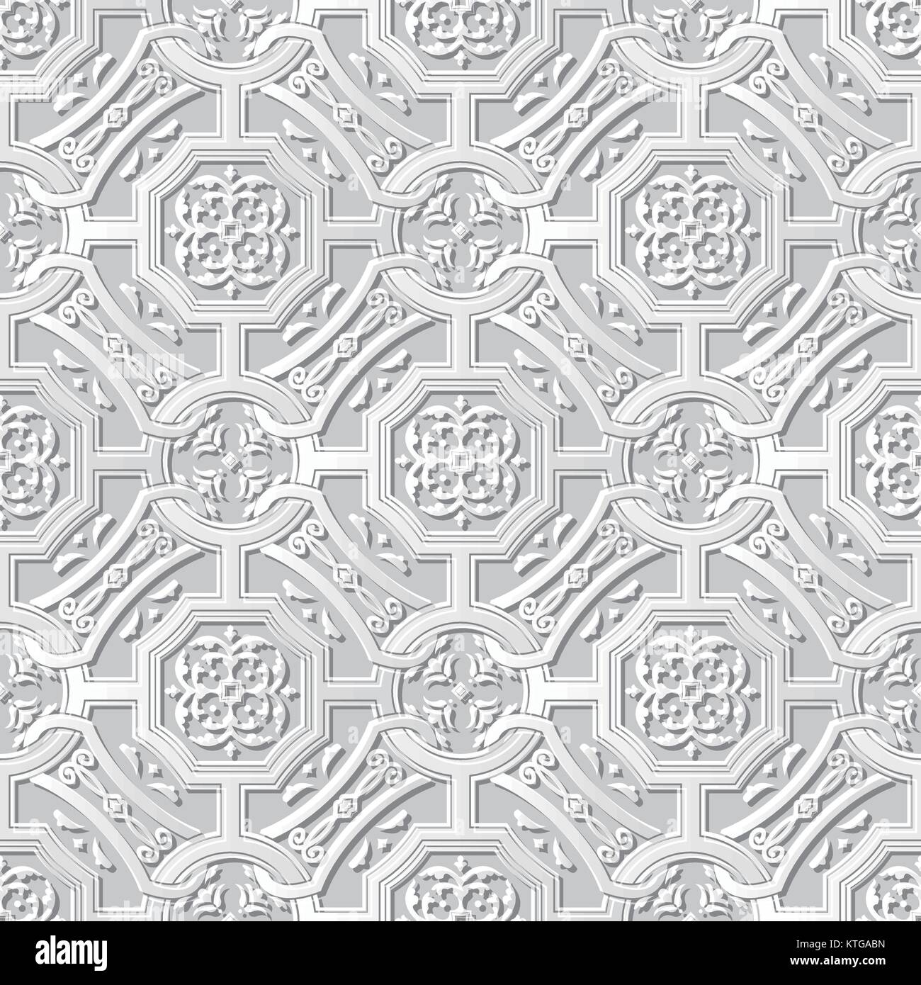 Vector damask seamless 3D paper art Polygon Cross Chain Stock Vector ...