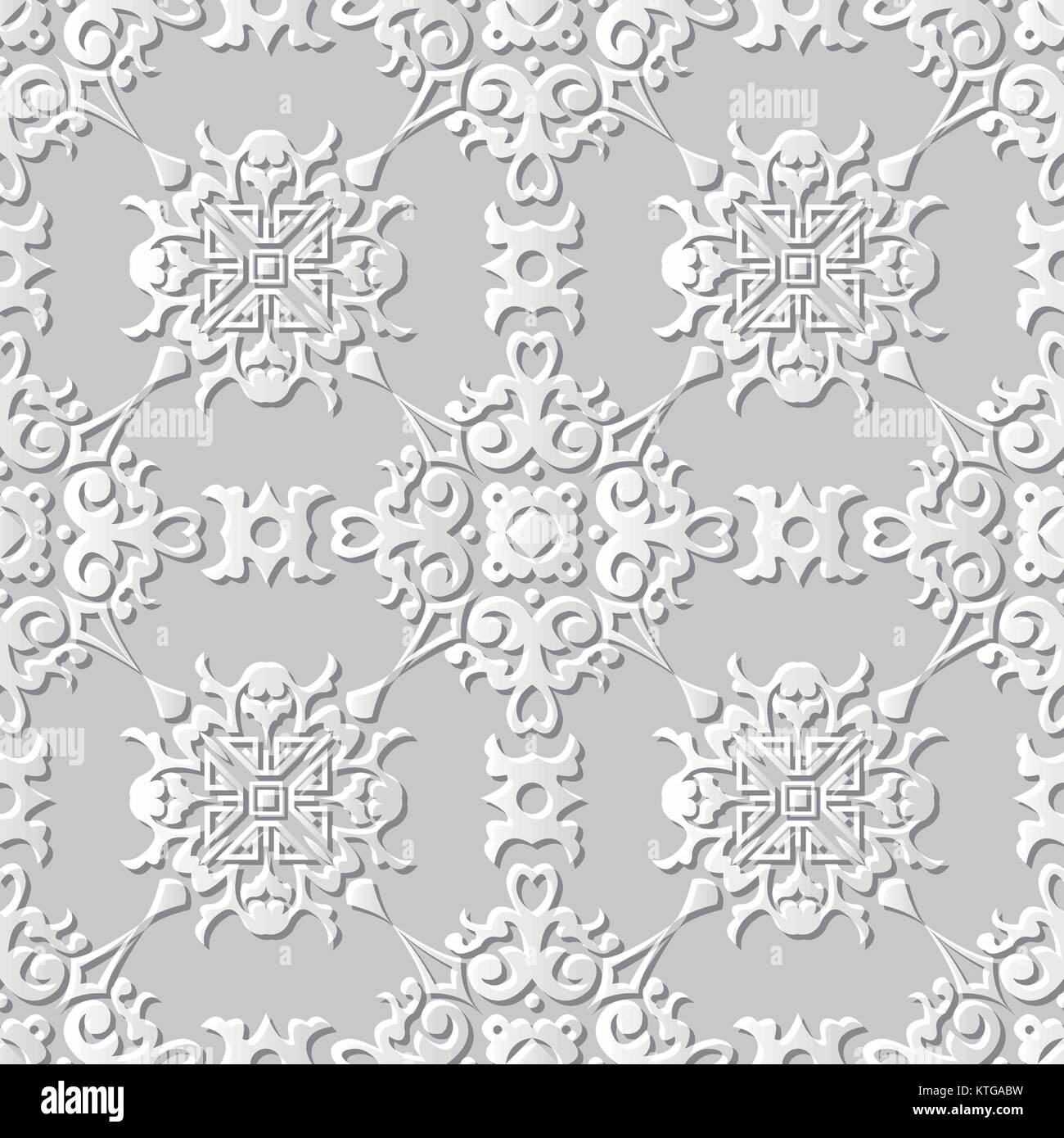 Vector damask seamless 3D paper art Cross Spiral Kaleidoscope Stock Vector Image & Art - Alamy