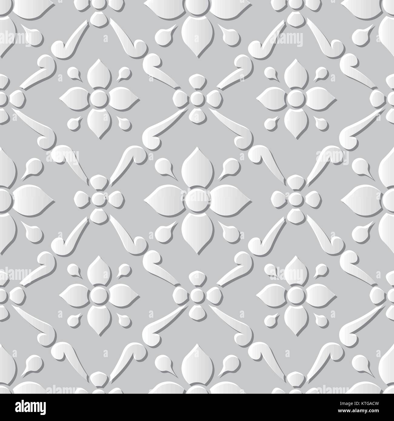 Vector damask seamless 3D paper art Cross Round Flower Stock Vector Image & Art - Alamy