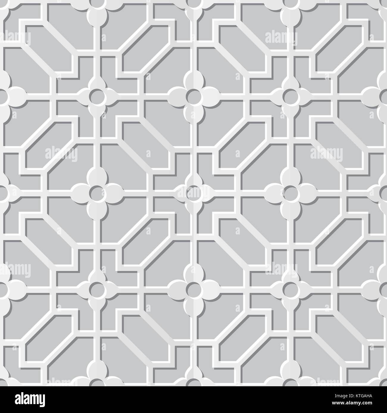 Vector damask seamless 3D paper art Octagon Cross Flower Stock Vector Image & Art - Alamy