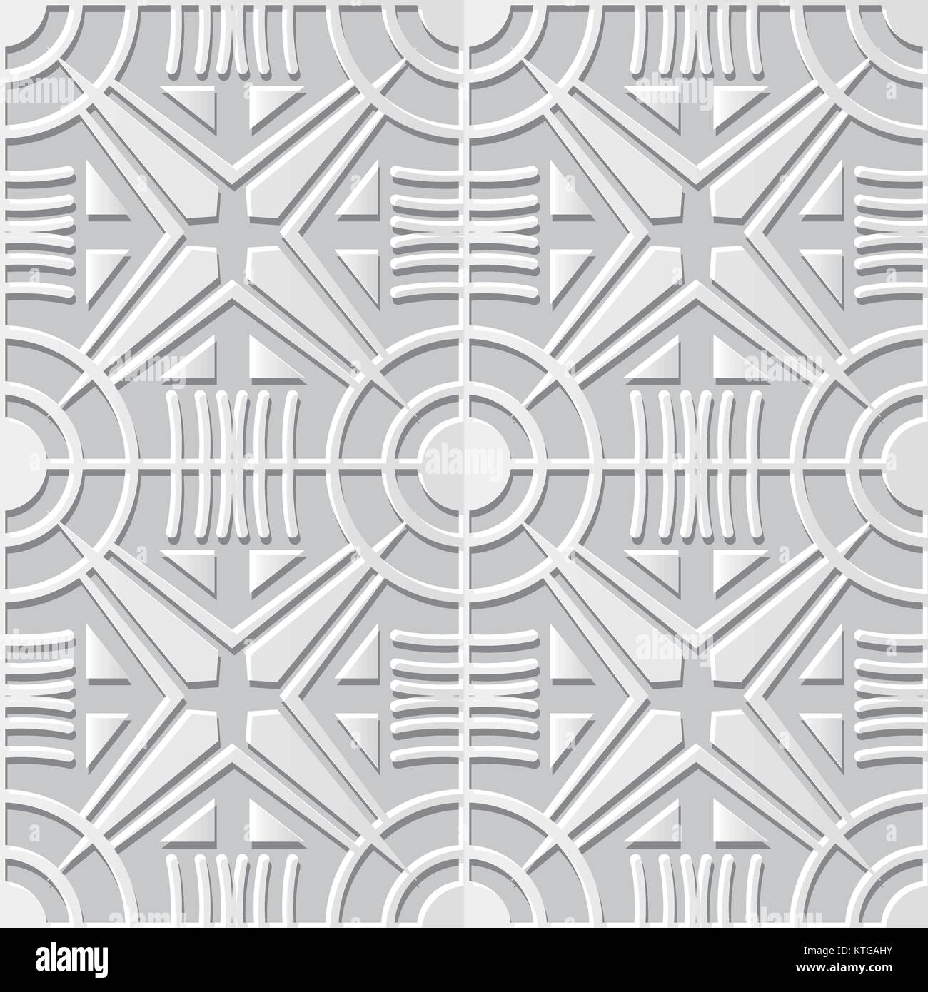 Vector damask seamless 3D paper art Round Cross Geometry Stock Vector ...