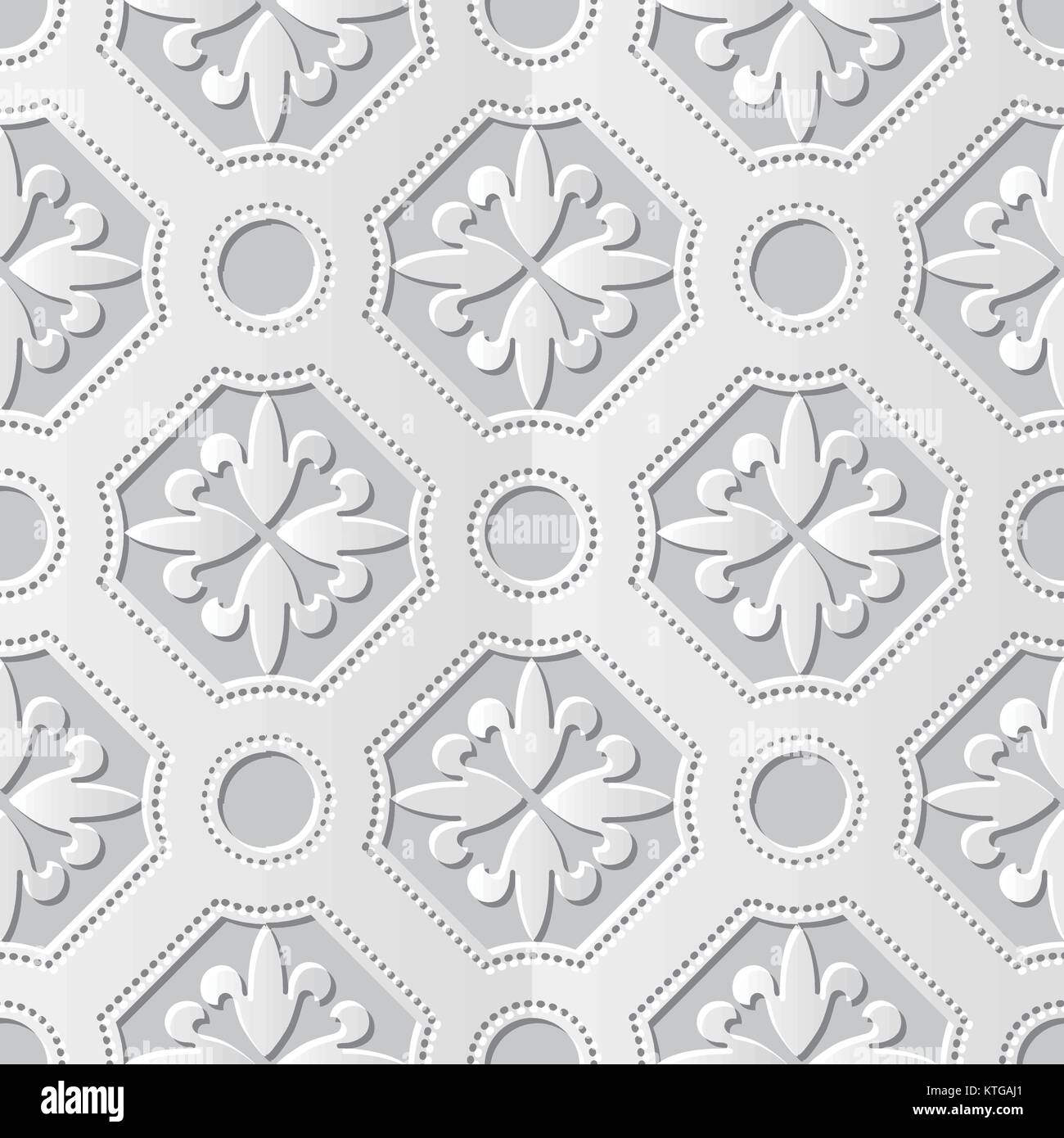Vector damask seamless 3D paper art Polygon Round Cross Flower Stock Vector Image & Art - Alamy