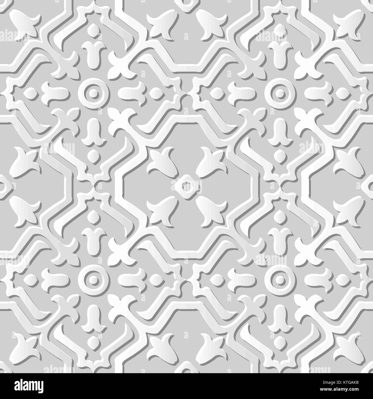 Vector damask seamless 3D paper art geometry cross frame flower Stock Vector Image & Art - Alamy