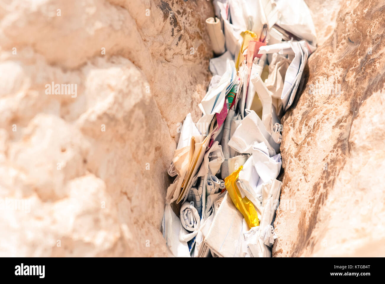 Macro and horizontal picture of The Placing Notes in the Western Wall ...