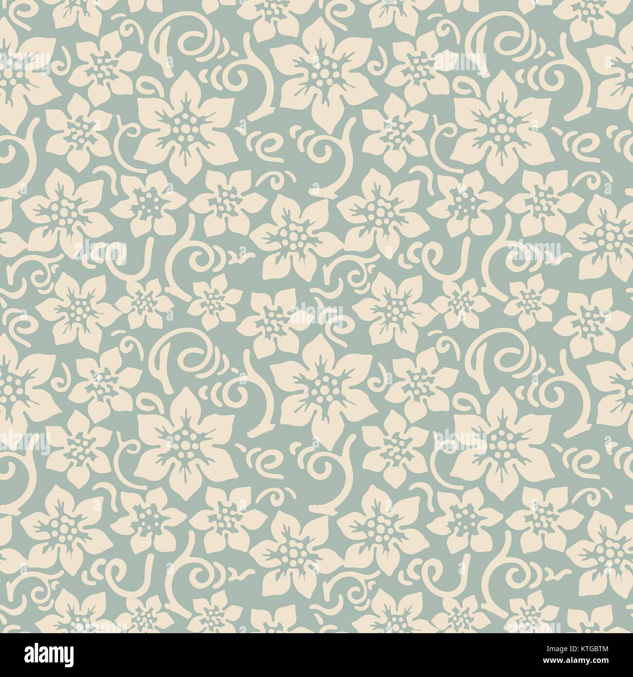 Antique seamless background garden vintage flower spiral curve stem ...