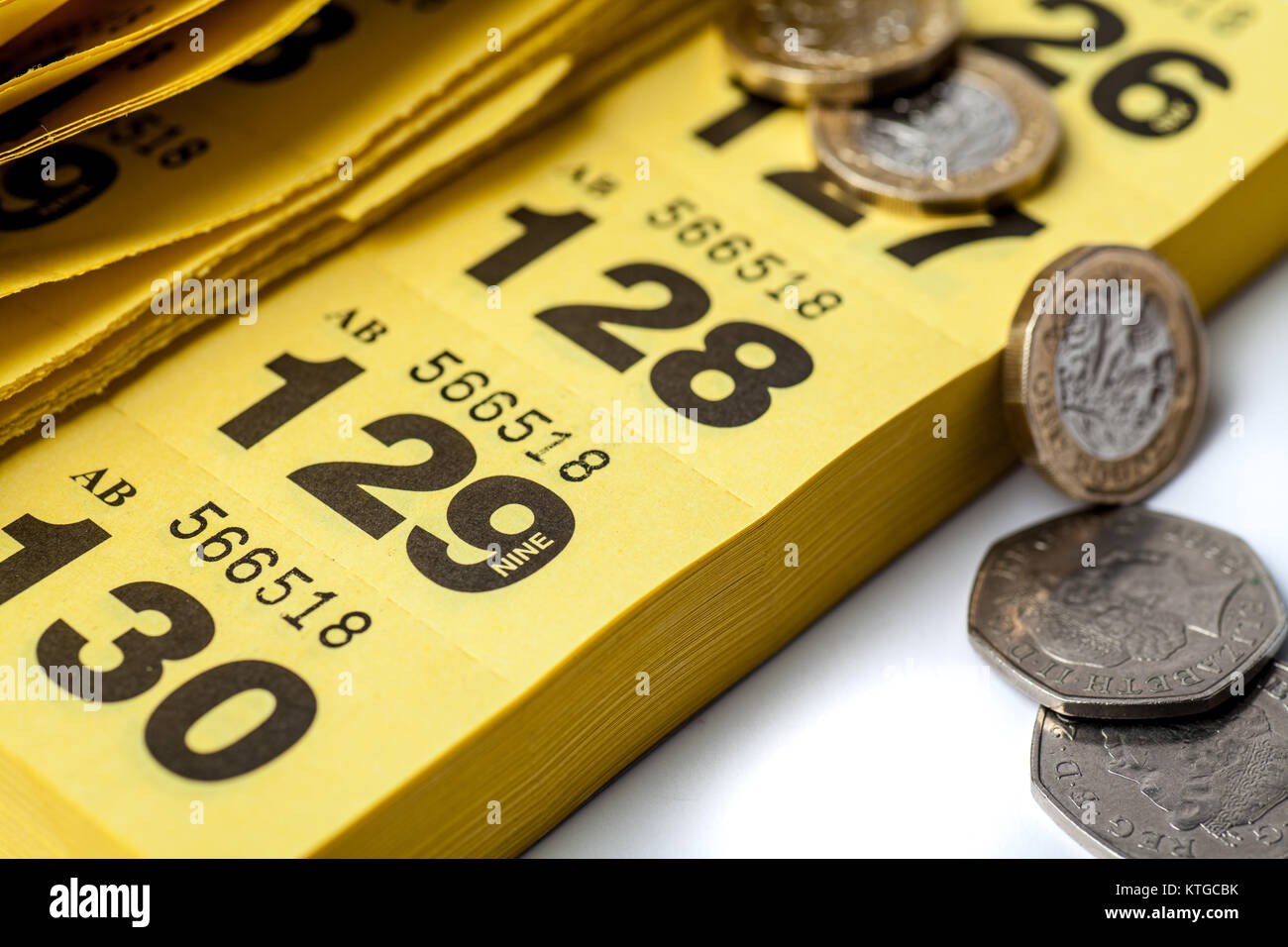 Raffle Ticket Book with UK coin Stock Photo - Alamy