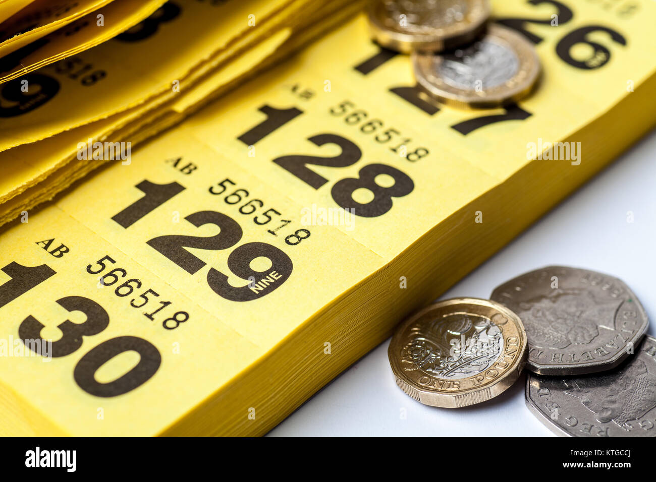 Raffle Ticket Book with UK coin Stock Photo - Alamy