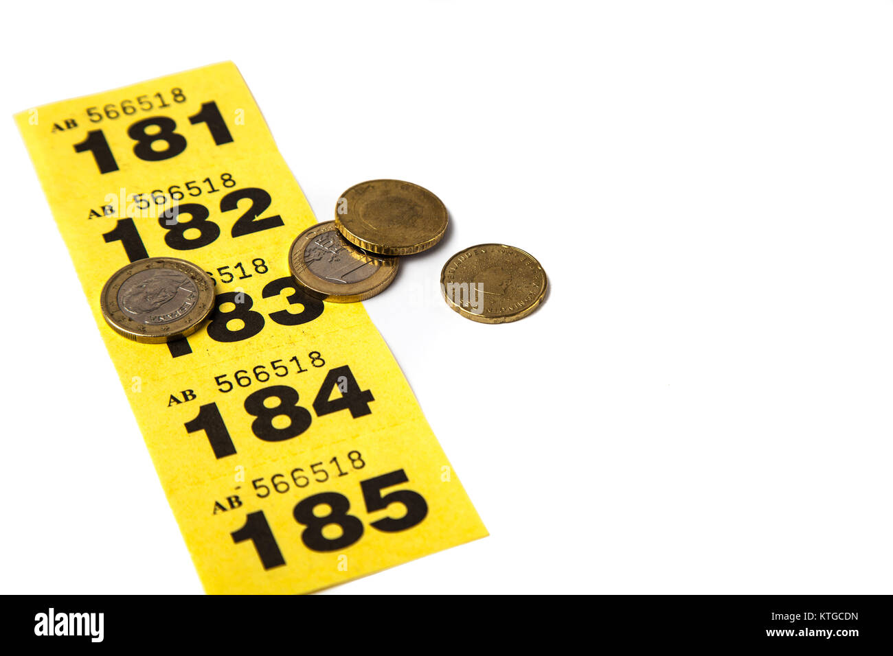 Yellow Raffle Tickets with Euro Coins with negative space Stock Photo ...