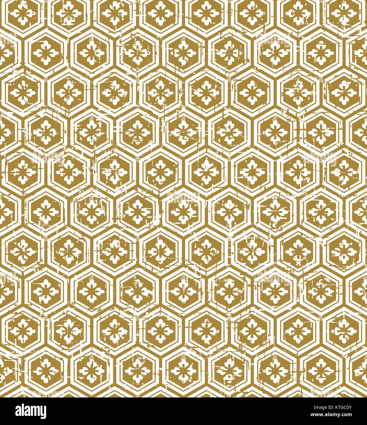 Seamless vintage Japanese style golden polygon flower pattern ...