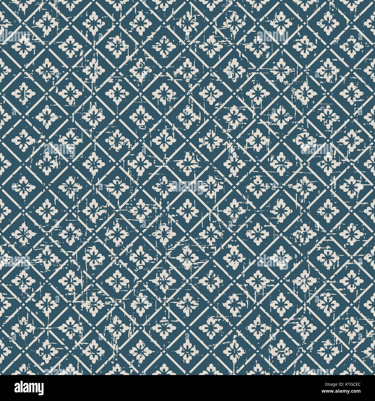 Seamless vintage worn out flower check pattern background Stock Vector ...