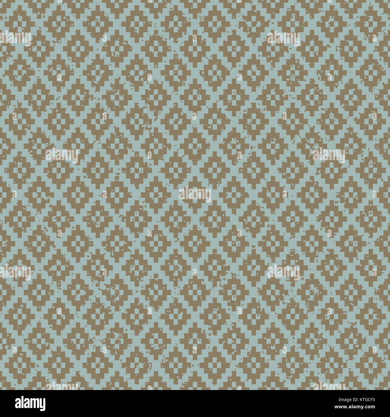 Seamless vintage worn out diamond check pixel pattern background Stock ...