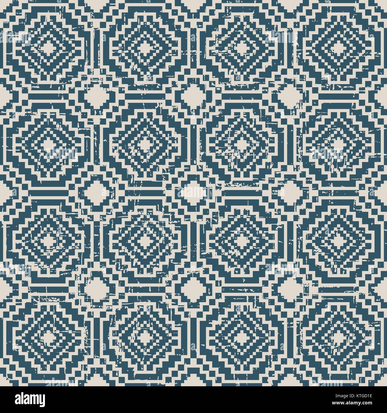 Seamless retro worn out background square mosaic octagon cross Stock ...