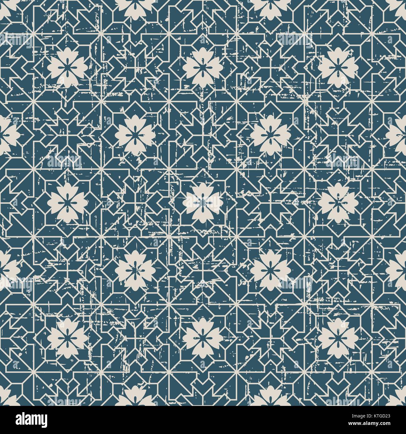 Seamless retro worn out background check square cross line flower Stock ...