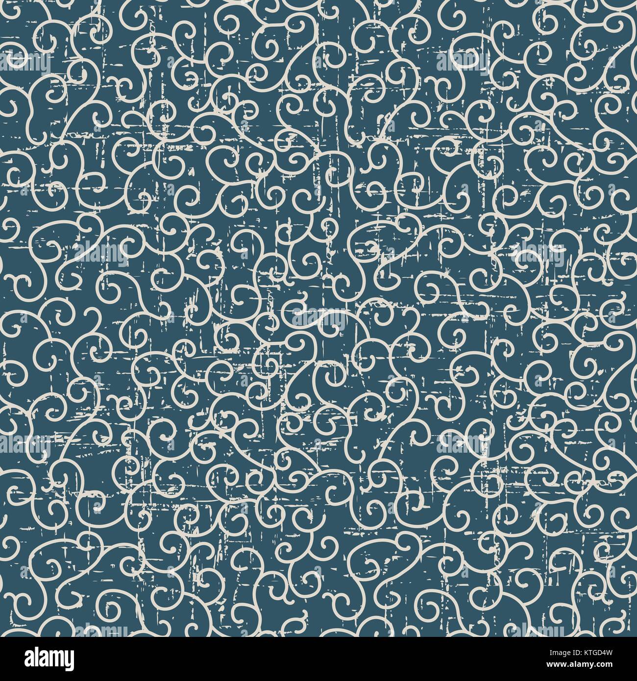 Antique Seamless retro worn out background spiral curve vine line ...
