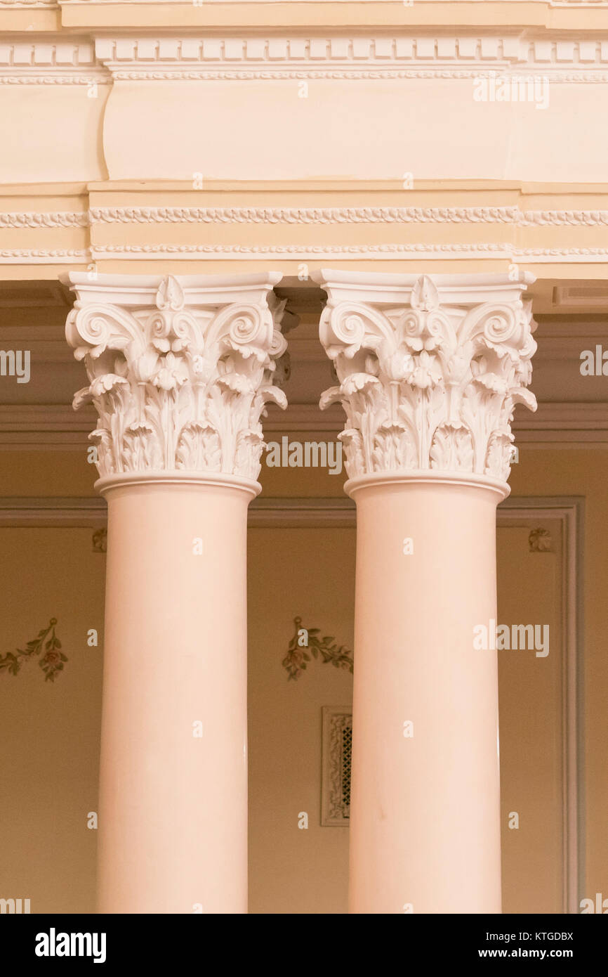 two white columns. baroque Stock Photo - Alamy
