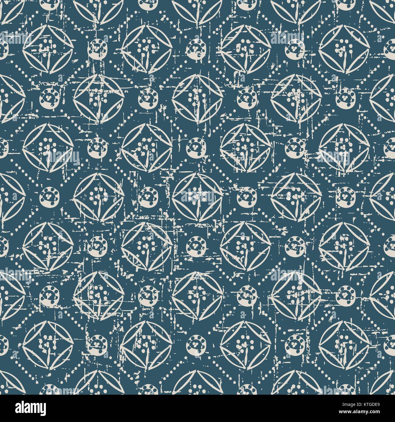 Seamless retro worn out background round cross dot line flower Stock ...