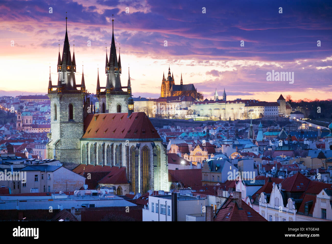 gothic Tyn cathedral, Prague castle and Old Town (UNESCO), Prague ...