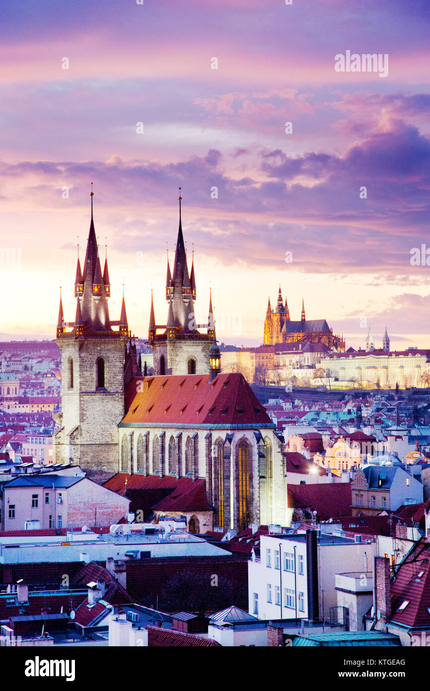 gothic Tyn cathedral, Prague castle and Old Town (UNESCO), Prague ...