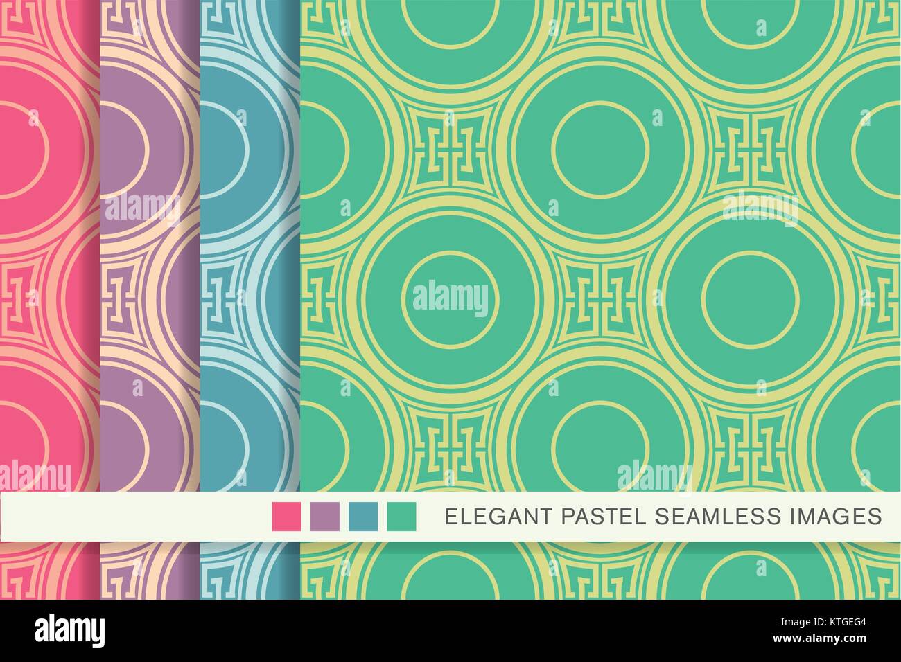 Elegant seamless pastel background set round geometry frame Stock ...