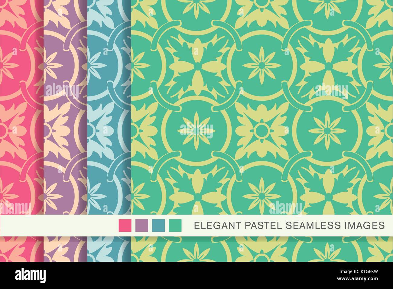 seamless pastel background set. round flower cross chain Stock Vector ...